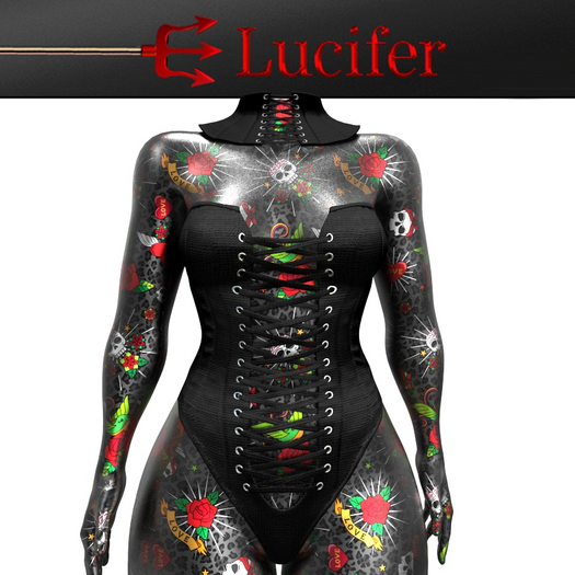 Second Life Marketplace Black Waifu Collar Corset Outfit